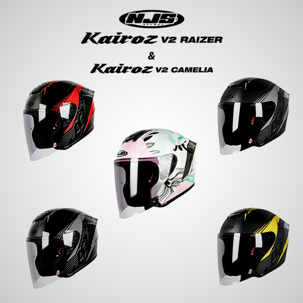 Jual NJS KAIROZ V2 RAIZER & CAMELIA HALF FACE ORIGINAL / HELM HALF FACE ...