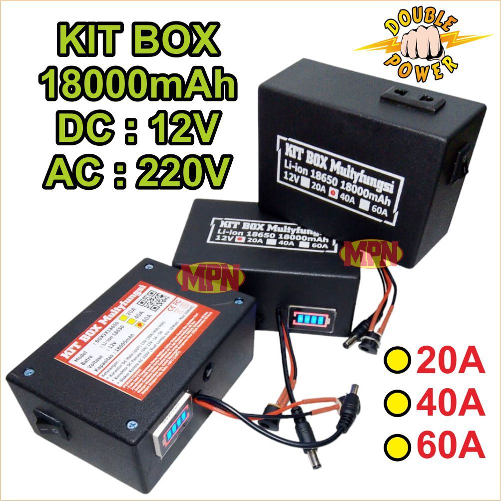 Jual BATERAI PACK 18650 BATRE LITHIUM KIT BOX MULTIFUNGSI AC & DC 12V ...