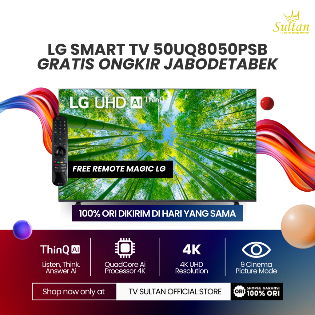 Jual LG SMART TV 50 inch UQ8050 4K UHD LED TV 50UQ8050PSB - TV SULTAN OFFICIAL | Shopee Indonesia