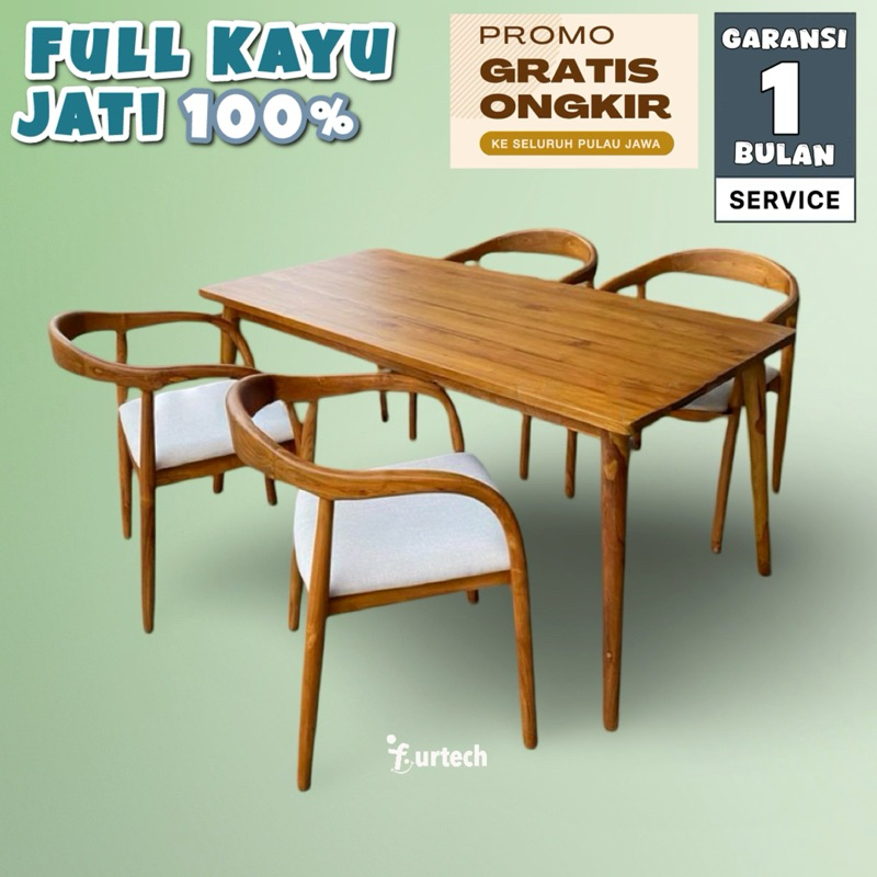 Jual Meja Makan Kayu Jati Minimalis 4 Kursi Cafe Restoran Model Terbaru | Shopee Indonesia