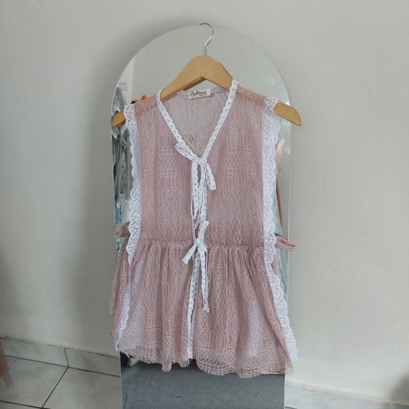 Jual Outer Rompi Vest Tali Renda Atasan Baju Pakaian Wanita Organza ...