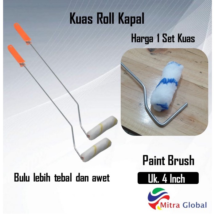 Jual 1 Set Kuas Kapal Rol Mini Bulu Kuas Roll Cat Tembok 4" Inch Gagang ...