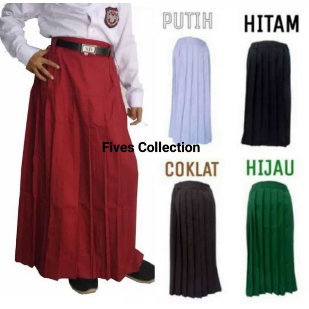 Jual ROK PANJANG Sekolah SD Rok Rempel Perempuan Seragam Sekolah SD MI MERAH PUTIH HITAM COKLAT ...