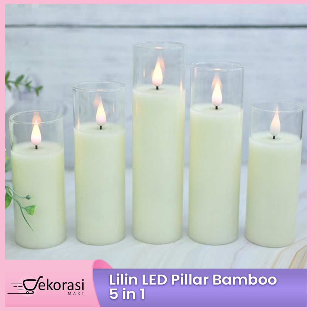Jual Lilin LED Pillar Bamboo 5 in 1 | Shopee Indonesia