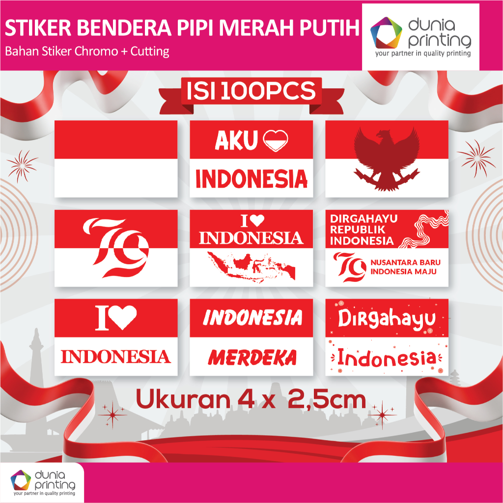Jual Stiker Pipi Merah Putih ISI 100 PCS Tempelan Pipi Bendera TERMURAH ...