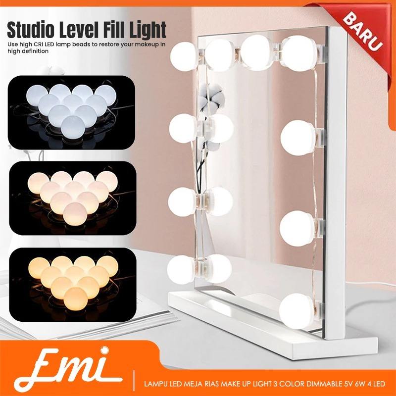 Jual Lampu Set LED Meja Rias Make Up Light 3 Color Dimmable 5V 6W ...