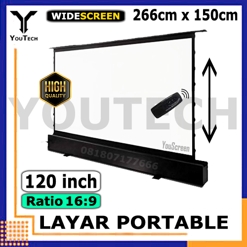 Jual Layar Proyektor Portable Motorized 120" inch Rasio 16:9 - 266 x ...