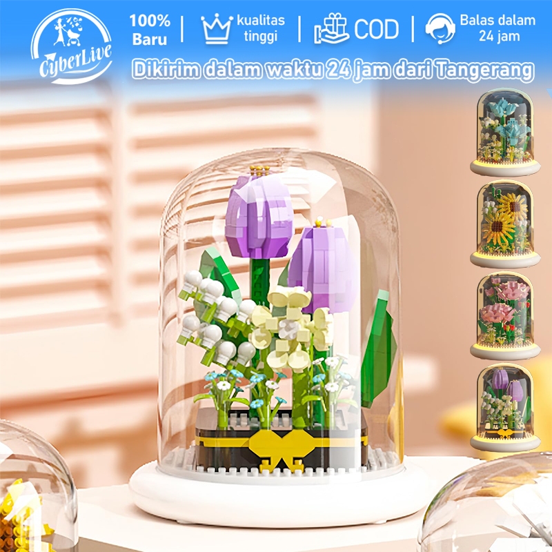 Jual Bricks Bunga Mainan Balok DIY Bangunan Buket Bunga DIY Bangunan ...