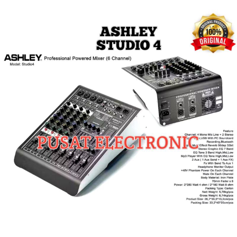 Jual Power Mixer Ashley Studio 4 Original 4 Channel Bluetooth usb | Shopee Indonesia