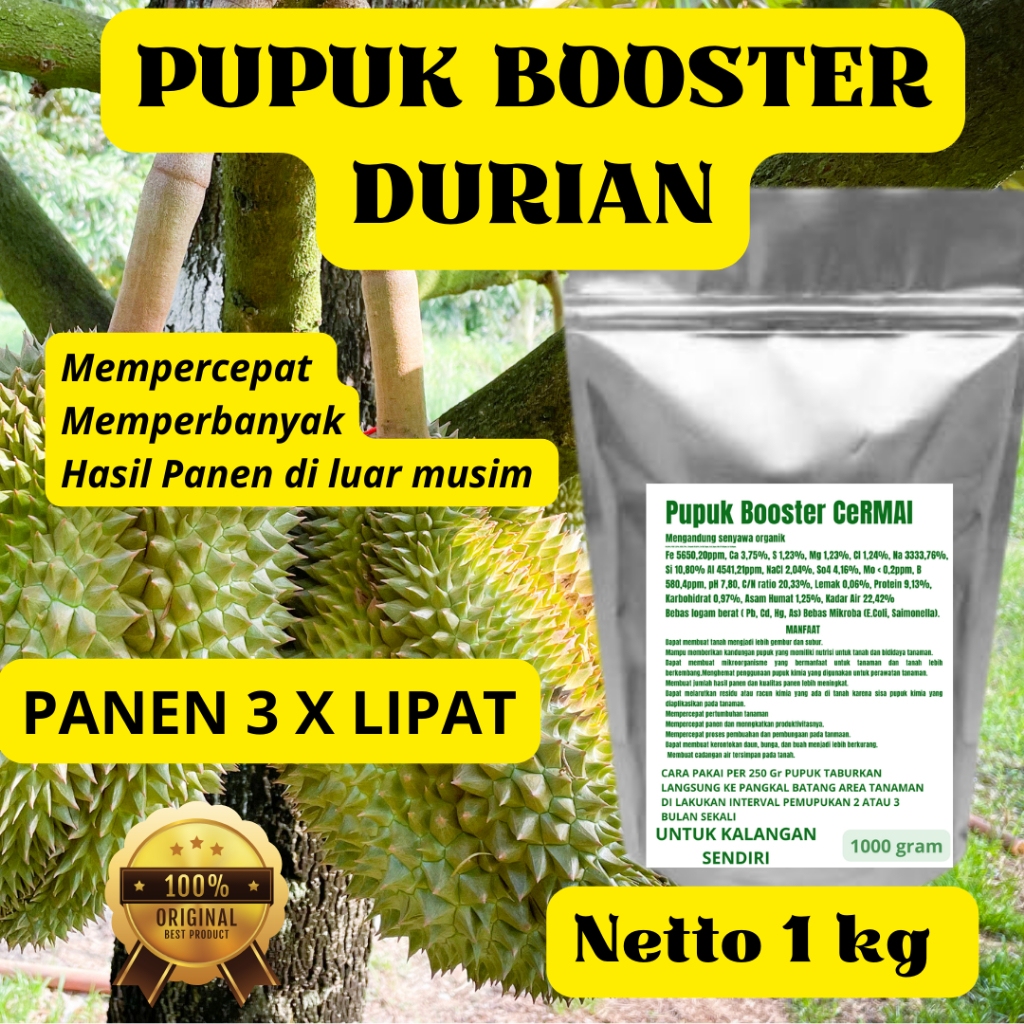 Jual MO Pupuk organik booster perangsang dan pelebat buah Durian 1 KG cepat berbuah tidak mudah ...
