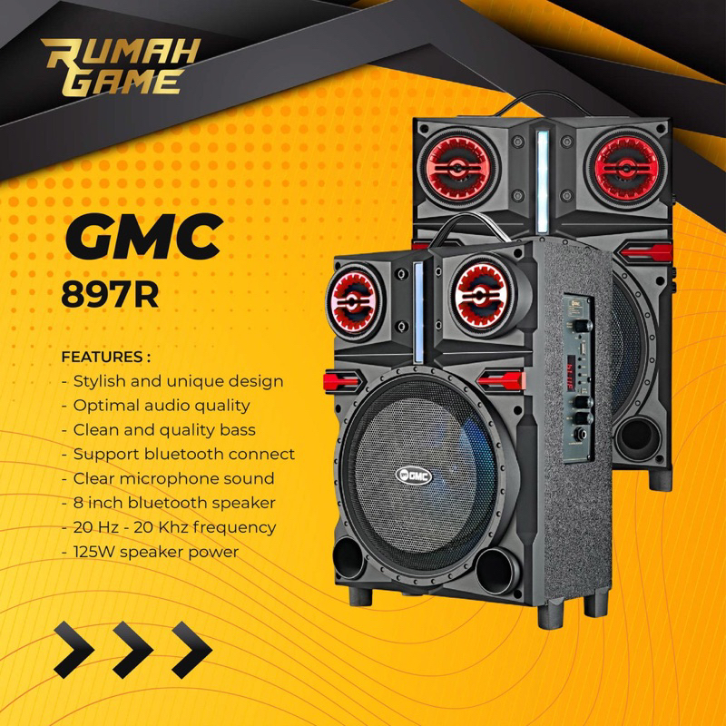 Jual Speaker Portable Bluetooth Karaoke GMC 897R 897 R 8inch Free MIC ...