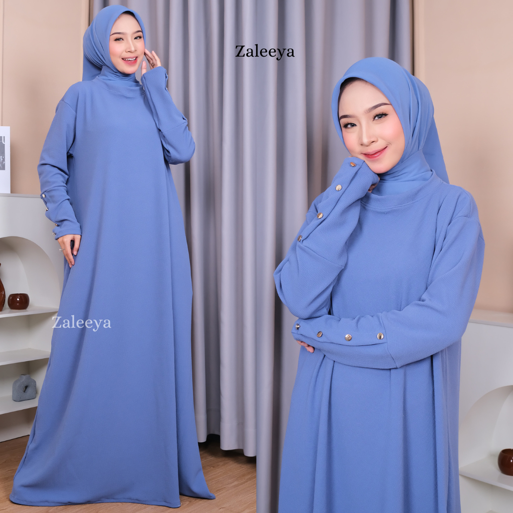 Jual Gamis Inara Knit Premium Kancing Gold Dress Kekinian Formal Casual Wudhu Friendly | Shopee ...