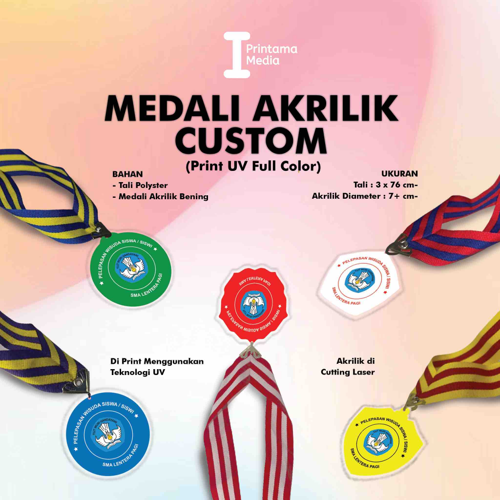 Jual Medali Custom Cetak UV 1 Sisi / 2 Sisi Medali Wisuda Medali ...