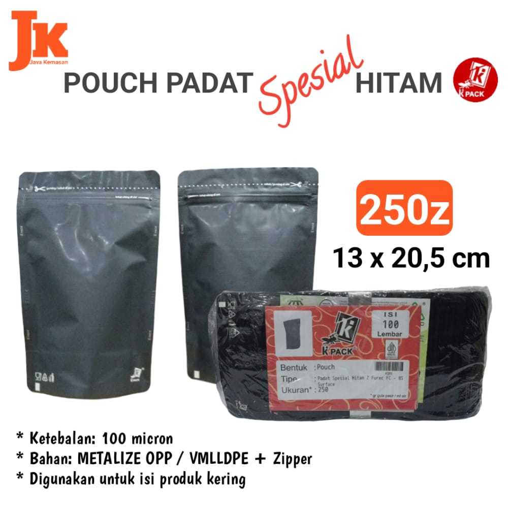 Jual KPACK 250Z STANDING POUCH SPESIAL HITAM 250Z METALIZED KEMASAN ...