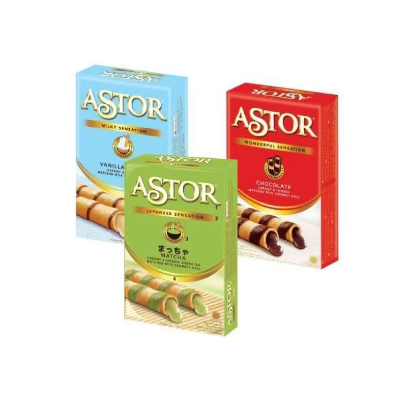 Jual ASTOR WAFER STICK 40gr CHOCOLATE MATCHA VANILA | Shopee Indonesia