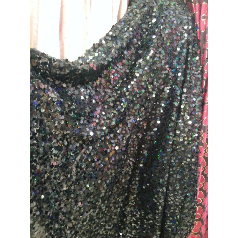 Jual bahan kain sequin hitam seribu payet premium | Shopee Indonesia