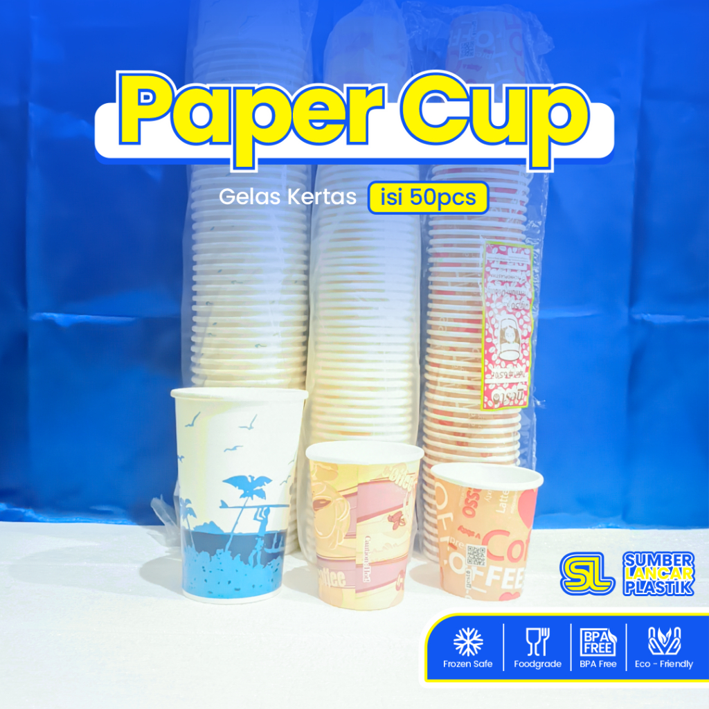 Jual Paper Cup Kraft [ISI 50PCS] 6.5oz 8oz 17oz | Gelas Kertas Kopi | Gelas Kertas Tahan Panas ...