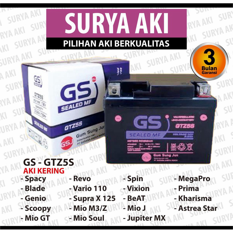 Jual Aki Motor GTZ5S MF Aki Kering Honda Kharisma Motor Honda Beat Vario 110 SupraX125 Scoopy ...