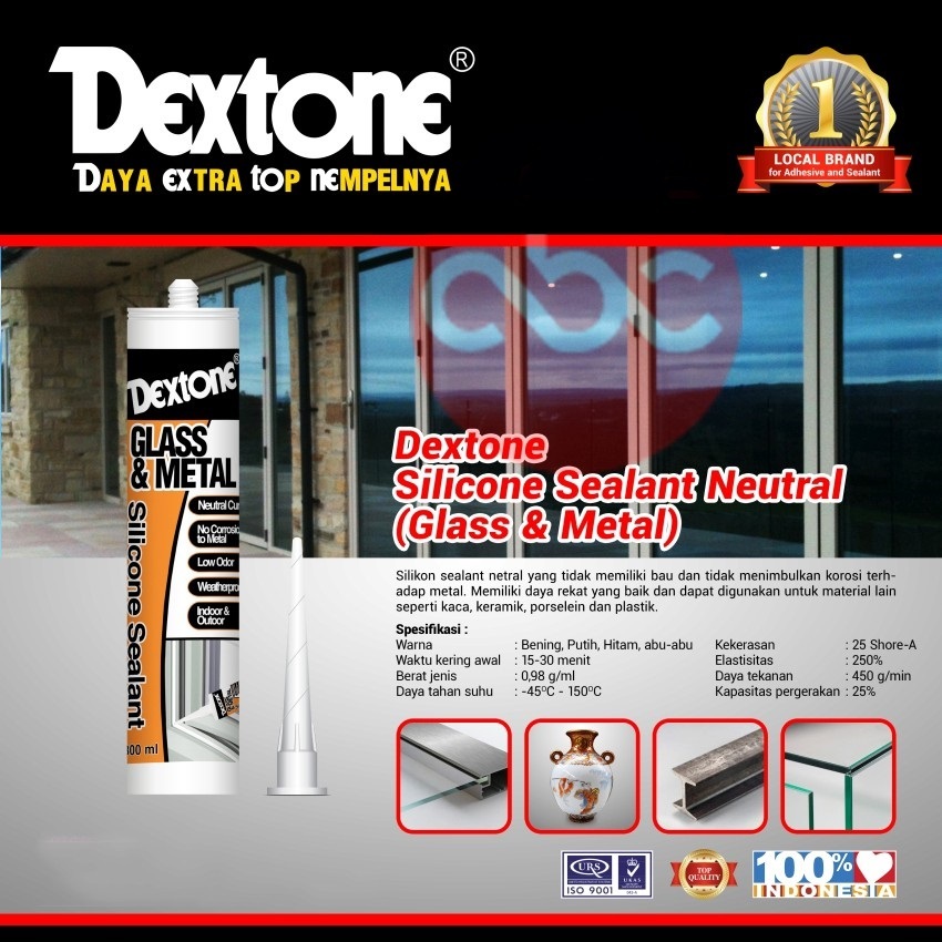 Jual LEM DEXTONE SILICONE SEALANT GLASS & METAL 300ML | Shopee Indonesia