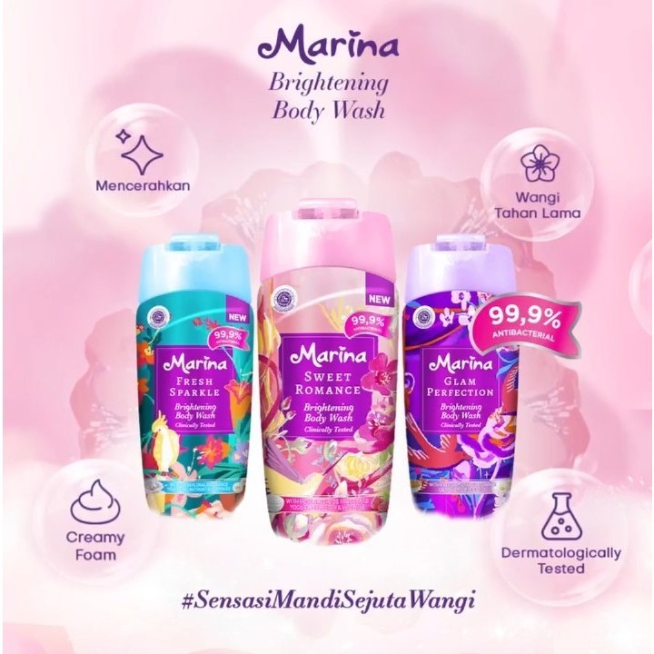 Jual Marina Brightening Body Wash Glam Perfection Bottle 95ml | Shopee ...