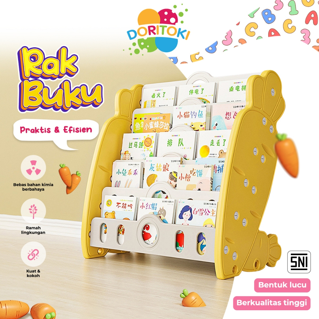 Jual Doritoki Rak Tempat Buku Anak 3 Susun Majalah Komik Buku Rak Susun ...