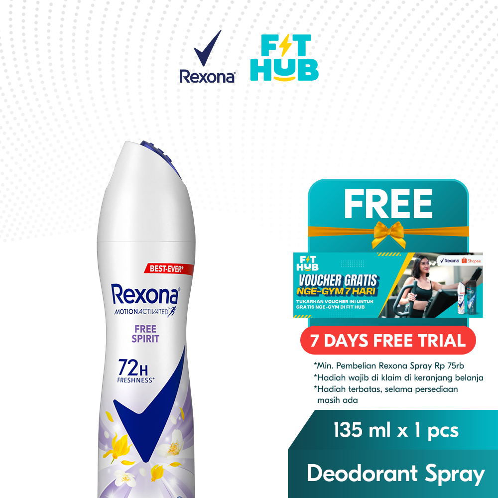 Jual Rexona Antiperspirant DEODORANT SPRAY Free Spirit 135ml - Rexona ...