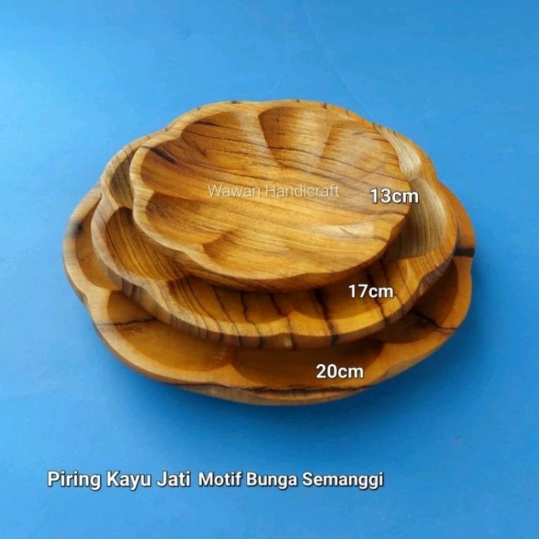 Jual piring kayu/piring makan/piring saji/piring motif bunga semanggi ...