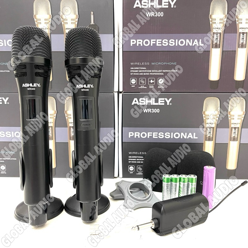 Jual Mic Wireless Ashley WR 300 Black Original 2bh Microphone Genggam ...