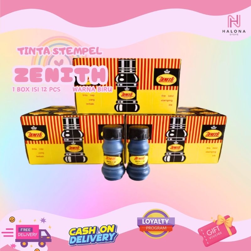 Jual TINTA ZENITH 1 BOX ORIGINAL - TINTA STEMPEL UNGU BIRU - PAKET ...