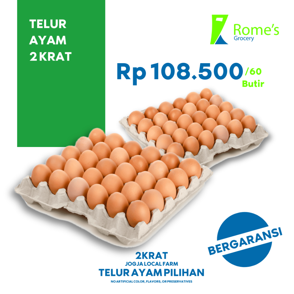 Jual Telur Ayam 2 Krat/60 Biji | 20 - 65gr I Local Fresh I Bergaransi ...