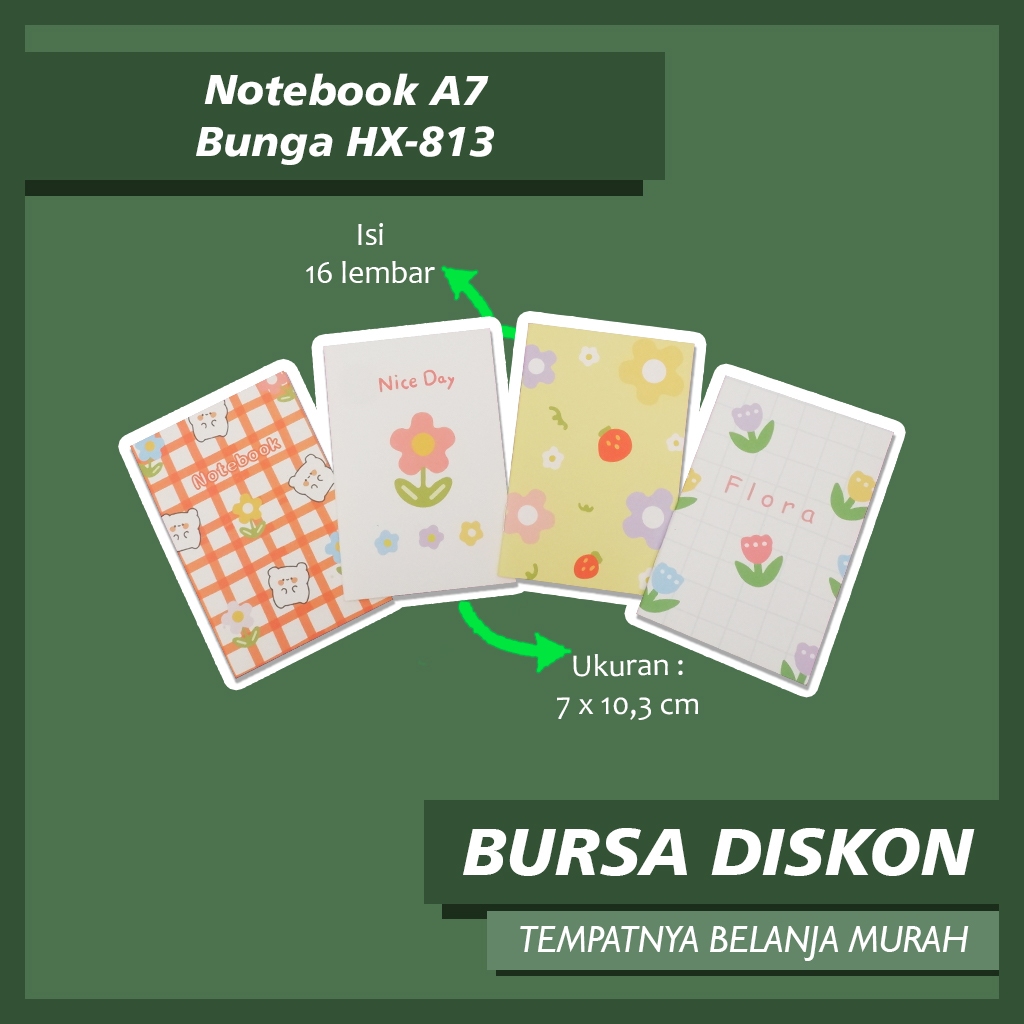 Jual Notebook A7 Bunga HX-813 Note Book Buku Catatan Memo Kecil Flower ...