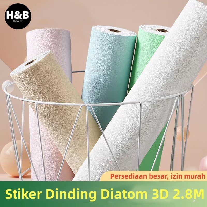 Jual 3D Diatom Mud Wallpaper Busa Polos Pola Perekat Wallpaper PVC ...