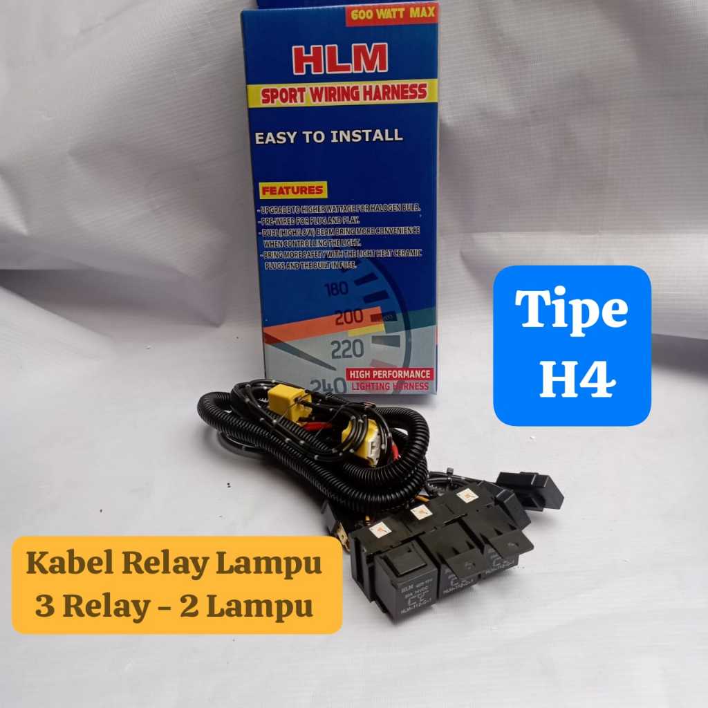Jual HLM Kabel Relay Set Untuk Lampu H4 Mobil Tipe 3 Relay + 2 Lampu 12 ...