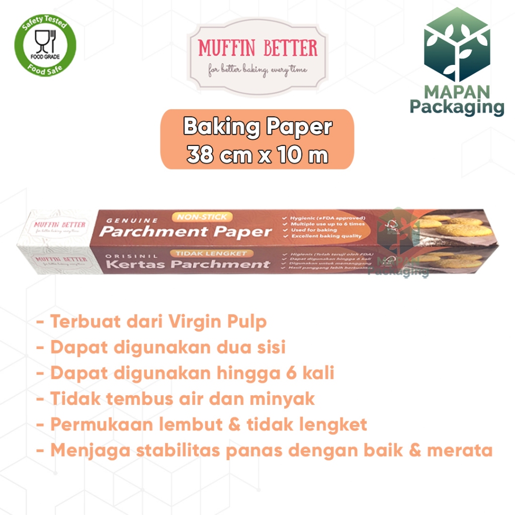 Jual Muffin Better Baking Paper Kertas Parchment Box + Cutter 38 cm x ...