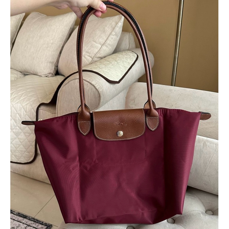 Jual Longchamp Le Pliage Burgundy Medium | Shopee Indonesia