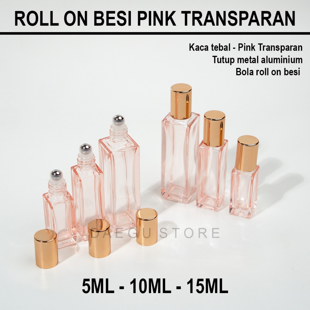 Jual Botol Roll On Kaca Kotak Tebal - PINK TRANSPARAN Bola Roller ...