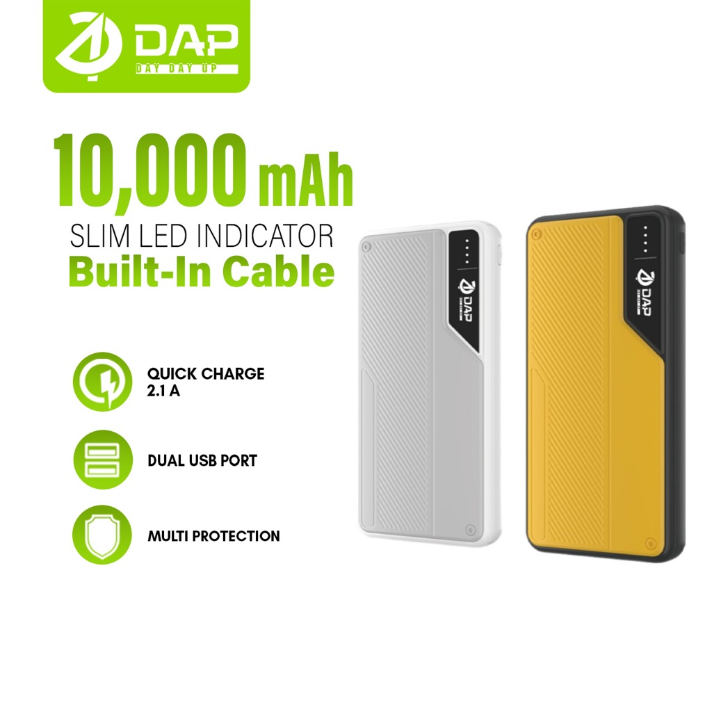 Jual PowerBank DAP 10.000mAh D-PB102 2.1A Dual Input Port Type C ...