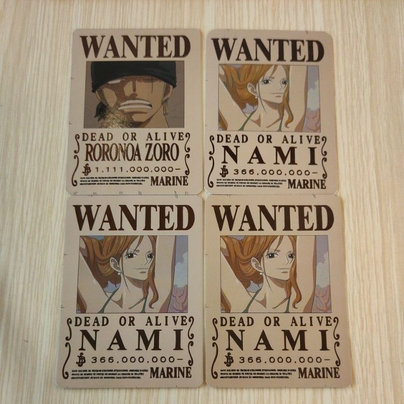 Jual [READY] Photocard PC Kartu Chatime x One Piece WANTED Zoro Nami ...