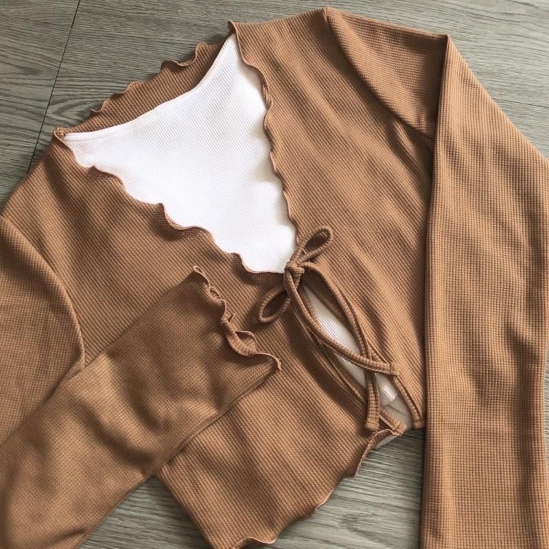 Jual OUTER CARDIGAN CROP TOP TALI KNIT WANITA CEYOTON STYLE KOREAN/BAHAN KNIT IMPOR/CROP PANJANG ...