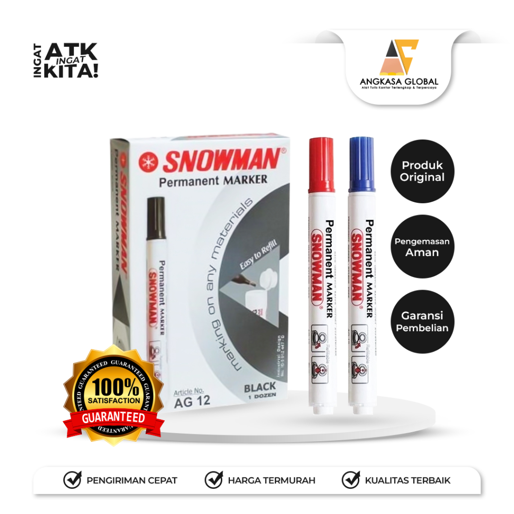 Jual SNOWMAN SPIDOL PERMANENT/ PERMANENT MARKER AG-12 (1PC) | Shopee ...