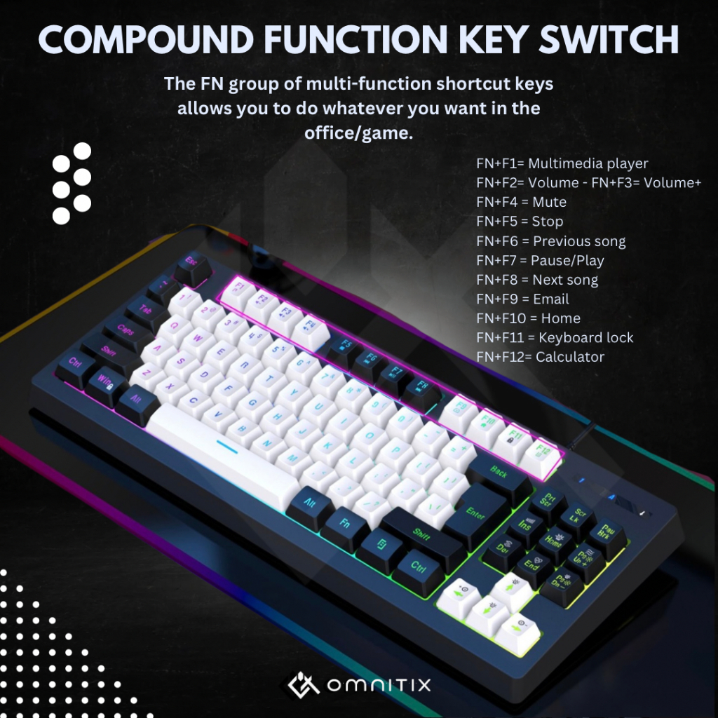 Jual Membrane Gaming Keyboard USB Wired RGB G-69 Black and White ...
