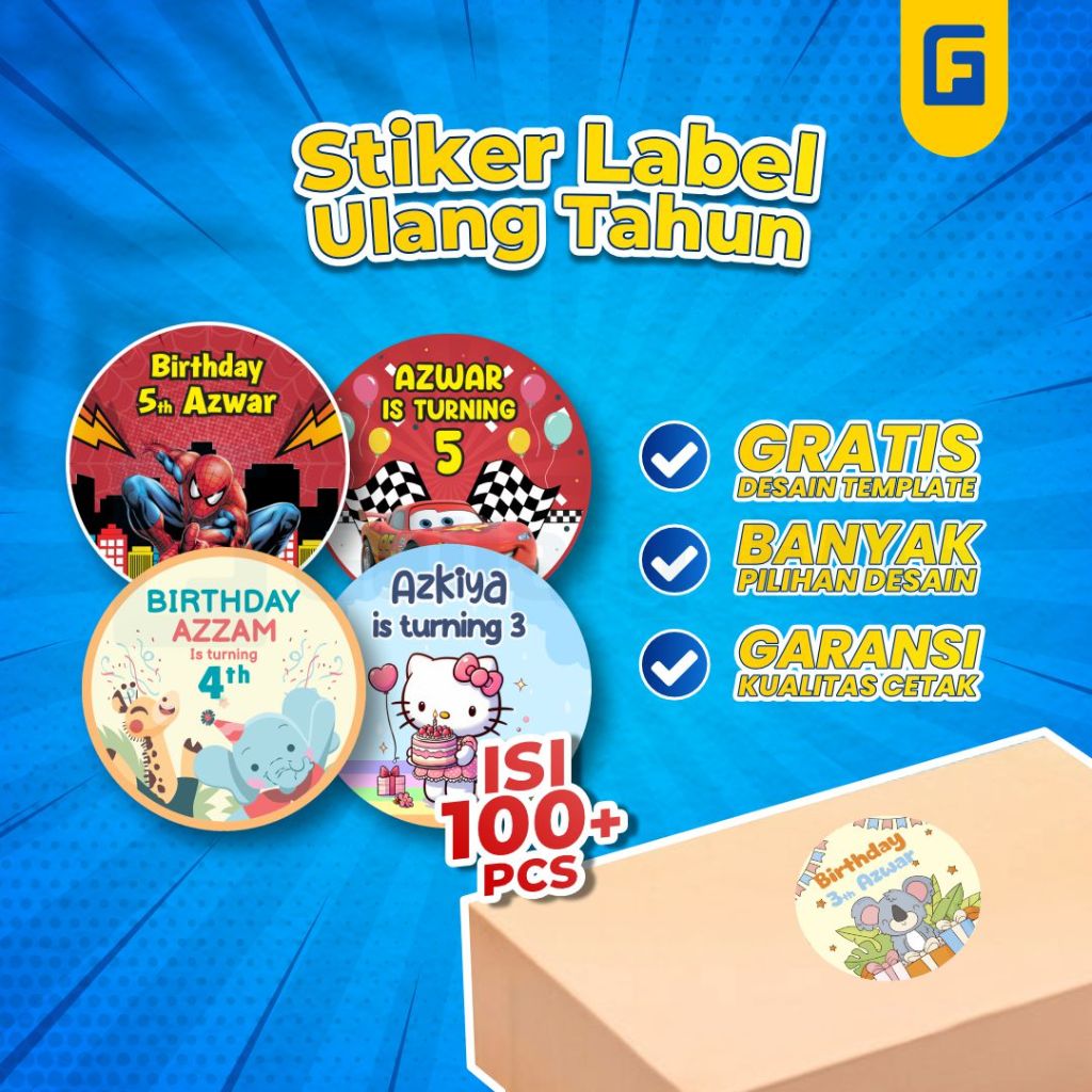 Jual Stiker Label Ulang Tahun Custom Nama - Sticker Ulang Tahun custom ...
