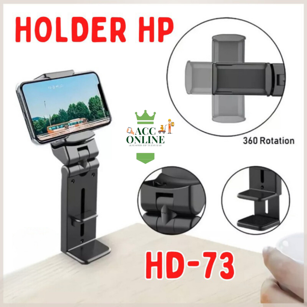 Jual Holder Hp Jepit HD-73 Holder Lipat Dudukan handphone Stand 360 ...