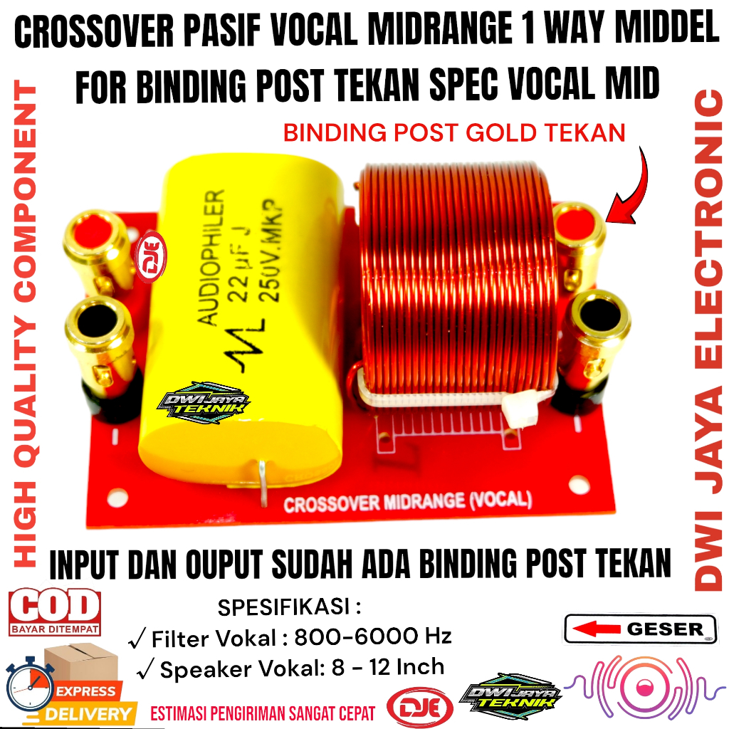 Jual Kit Crossover Pasiff MIDHRANGE VOCAL Plus Binding Post Tekan ...