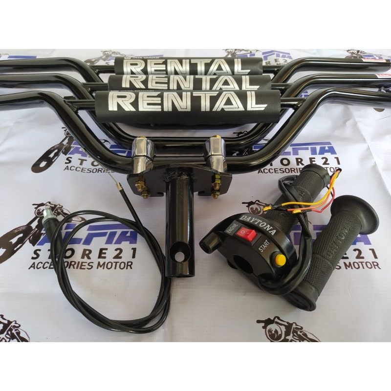 Jual PAKET LENGKAP stang trail dan dudukan adaptor+gas spontan 2 tombol ...