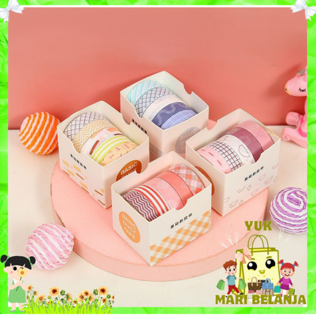 Jual YMB Roll Masking Tape Set 5 Pcs Essential Collection Basic Pattern ...