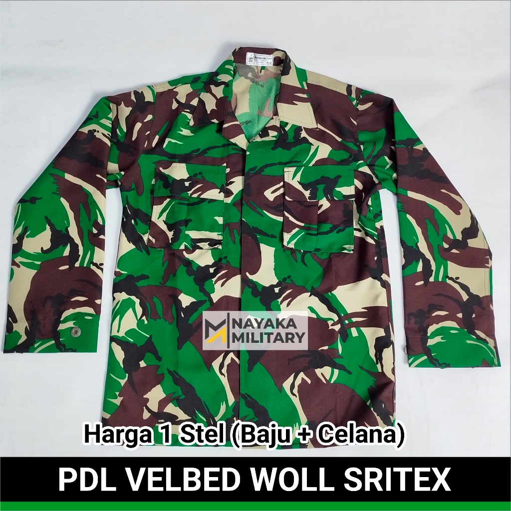 Jual Velbed Woll SRITEX Seragam PDL TNI Nayaka Military Stelan Pakaian Lapangan Setelan Baju ...