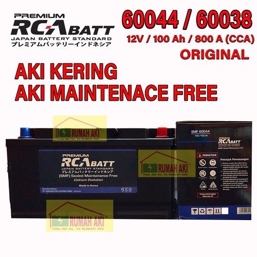 Jual Aki Mobil RCA Batt 60044/60038/12V/100Ah/800A/Kering/MF ...