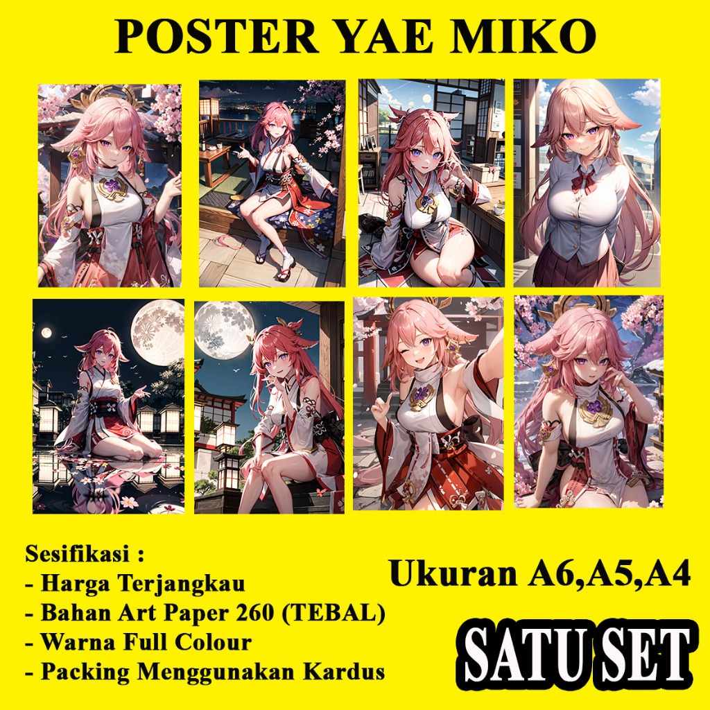 Jual Poster anime GENSHIN IMPAC YAE MIKO 1 SET MURAH DAN TERJANGKAU ...