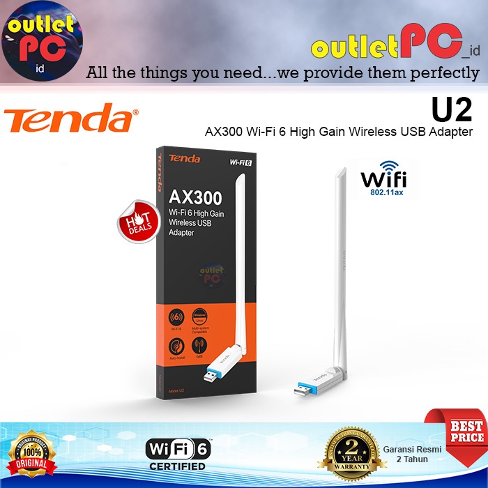 Jual Tenda U2 AX300 Wi-Fi 6 High Gain Wireless USB Adapter WIFI6 AX-300 AX | Shopee Indonesia